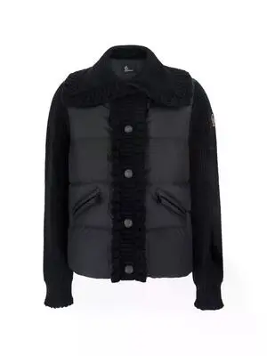 Moncler Quilted Knit-panel Jacket - Black