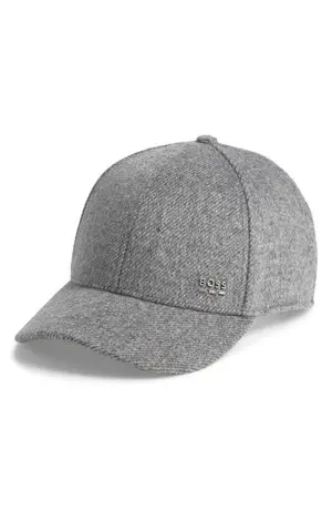 BOSS Wool & Silk Baseball Cap - Medium Grey