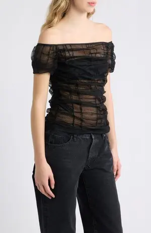 FRAME Off The Shoulder Mesh Top