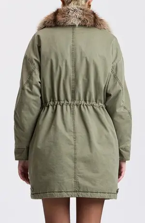Avec Les Filles Faux Fur Trim Cotton Anorak