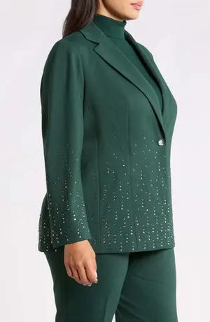 Anne Klein One-button Embellished Blazer