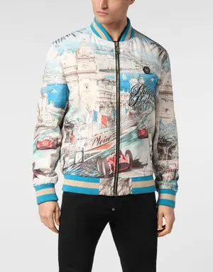 Philipp Plein Satin Bomber Jacket Monaco Cote D'azur - Multicolor