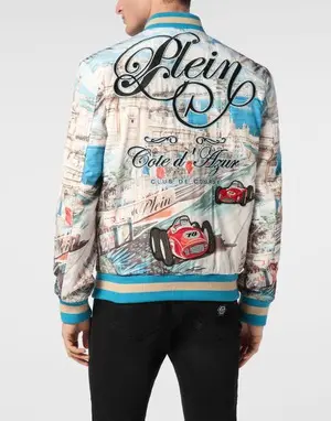 Philipp Plein Satin Bomber Jacket Monaco Cote D'azur - Multicolor