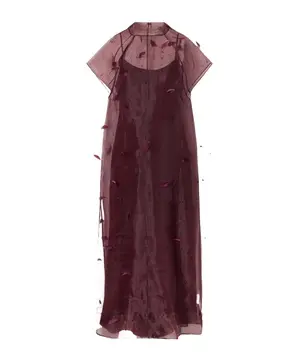 Simkhai Pauline Feather-trimmed Organza Midi Dress
