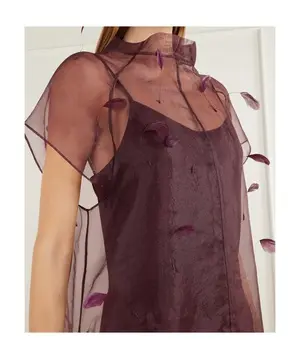 Simkhai Pauline Feather-trimmed Organza Midi Dress