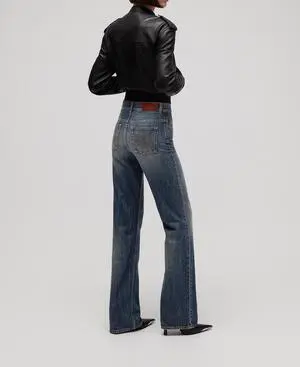 Gucci Cotton Denim Pants With Embroidery