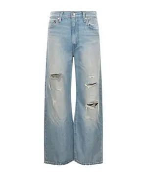 LEVI'S Ribcage Distressed Wide-leg Jeans