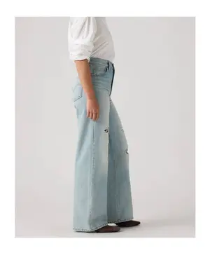 LEVI'S Ribcage Distressed Wide-leg Jeans