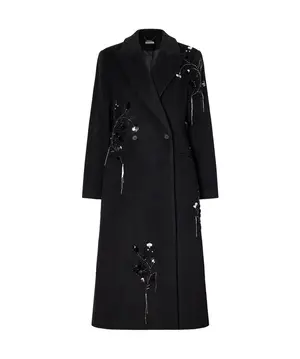 Simkhai Gianni Beaded Double-breasted Wool-blend Felt Coat
