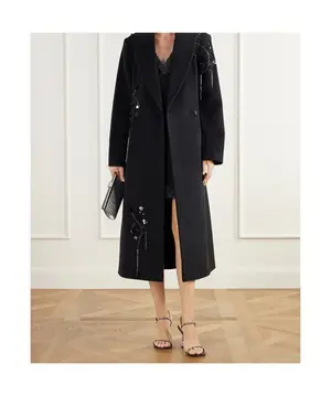 Simkhai Gianni Beaded Double-breasted Wool-blend Felt Coat