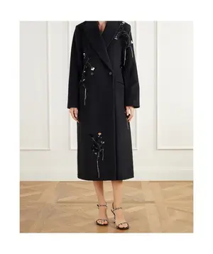 Simkhai Gianni Beaded Double-breasted Wool-blend Felt Coat