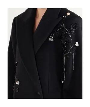 Simkhai Gianni Beaded Double-breasted Wool-blend Felt Coat