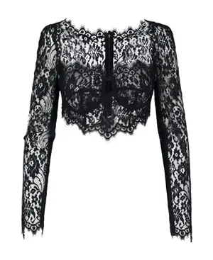 Dolce & Gabbana Dolce Gabbana Long-sleeved Cropped Lace Blouse