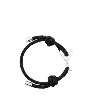AMI Paris Black Cord Silver Brass De Coeur Bracelet