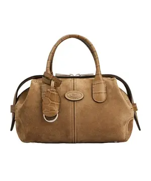 TOD'S Croc-effect Panelled Suede Tote Bag