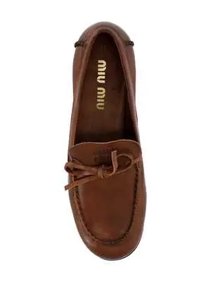 Miu Miu Bow-detail Leather Loafers