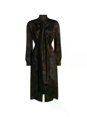 Kiton Abstract-print Scarf-neckline Midi Dress