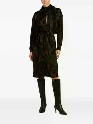 Kiton Abstract-print Scarf-neckline Midi Dress