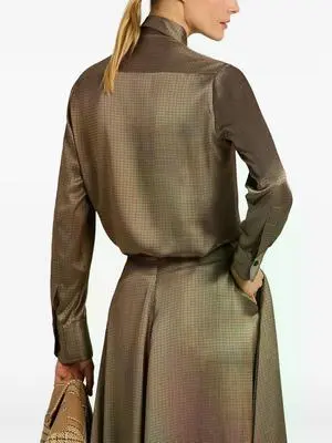 Kiton Micro-pattern Pussy-bow Shirt