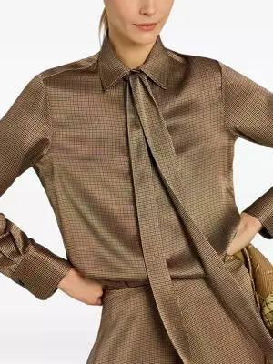 Kiton Micro-pattern Pussy-bow Shirt