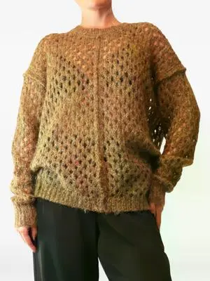 ISABEL MARANT VINTAGE Tiana Pointelle-knit Sweater - Green