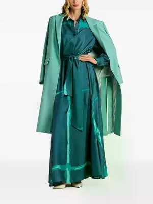 Kiton Brushstroke-print Belted Shirt Maxi Dress