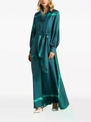 Kiton Brushstroke-print Belted Shirt Maxi Dress