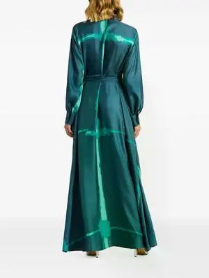 Kiton Brushstroke-print Belted Shirt Maxi Dress