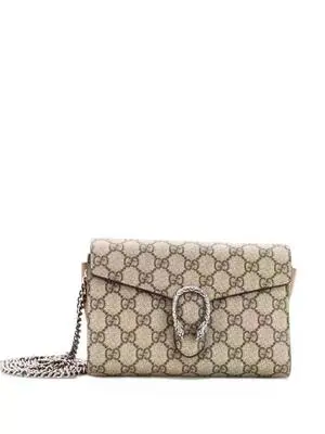 Gucci Dionysus Chain Wallet Gg Coated Canvas Small Crossbody Bag - Brown