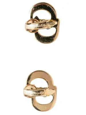 Dior 1985-1995 Plated Cd Logo Clip On Earrings Costume Earrings
