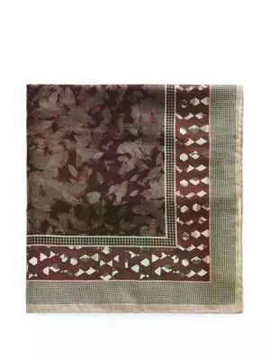 Kiton Floral-print Geometric-pattern Scarf