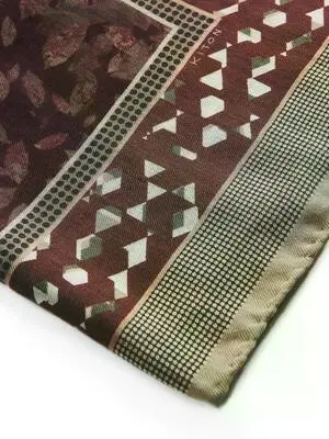 Kiton Floral-print Geometric-pattern Scarf