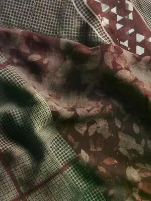 Kiton Floral-print Geometric-pattern Scarf