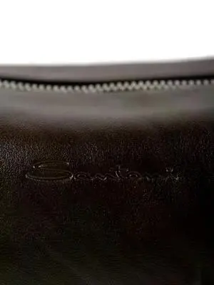 Santoni Logo-debossed Leather Wash Bag