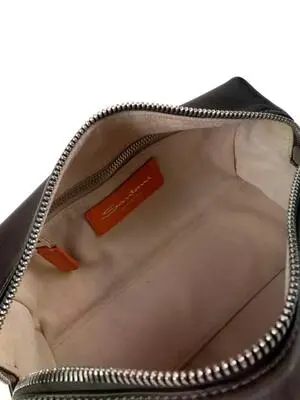 Santoni Logo-debossed Leather Wash Bag