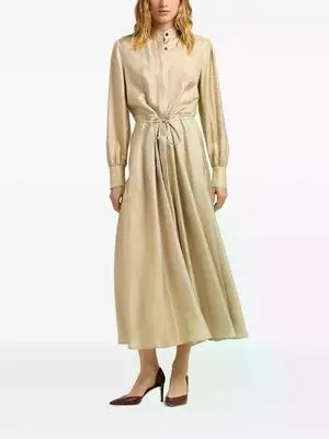 Kiton Chevron-jacquard Silk Shirt Midi Dress