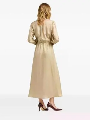 Kiton Chevron-jacquard Silk Shirt Midi Dress