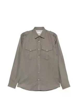 Brunello Cucinelli Epaulette Chest-pocket Shirt - Brown