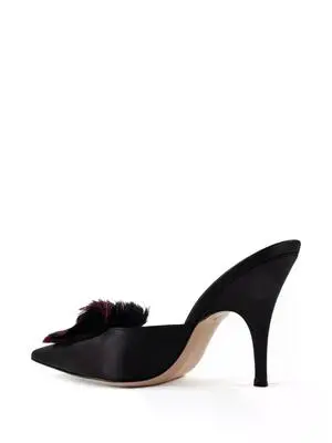 GIANVITO ROSSI Feather-embellished Heeled Mules