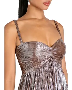 Retrofete Veria Sweetheart Sleeveless Metallic Dress