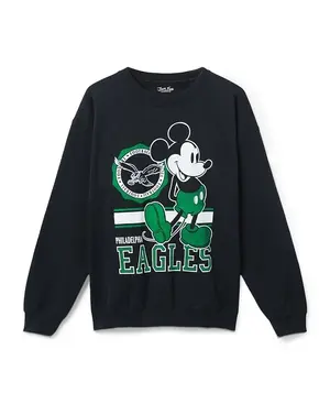 Junk Food Clothing Philadelphia Eagles Mickey Crew Fleece - Black
