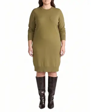 Universal Standard Plus Savvy Fine Knit Everyday Sweater Dress - Capulet Olive
