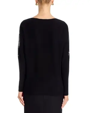 T Tahari Embellished Crewneck Sweater - Black