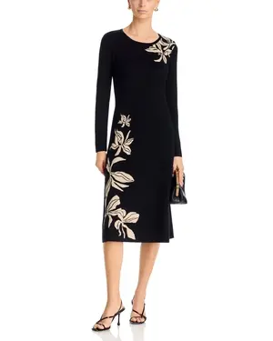 T Tahari Metallic Jacquard Midi Dress