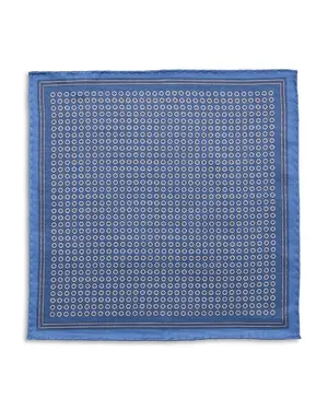 David Donahue Flower Silk Pocket Square - Blue