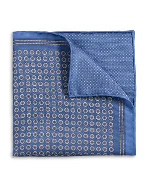 David Donahue Flower Silk Pocket Square - Blue