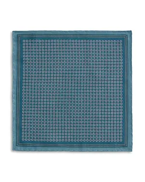 David Donahue Flower Silk Pocket Square - Petrol