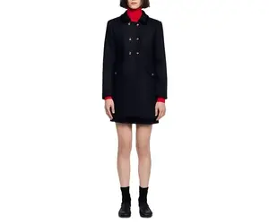 Sandro Lawrence Wool Blend Velvet Collar Coat