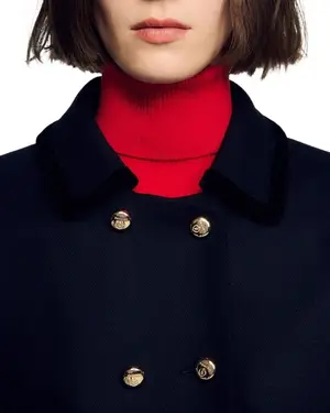 Sandro Lawrence Wool Blend Velvet Collar Coat
