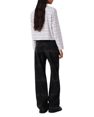 Maje High Rise Wide Leg Rhinestone Jeans